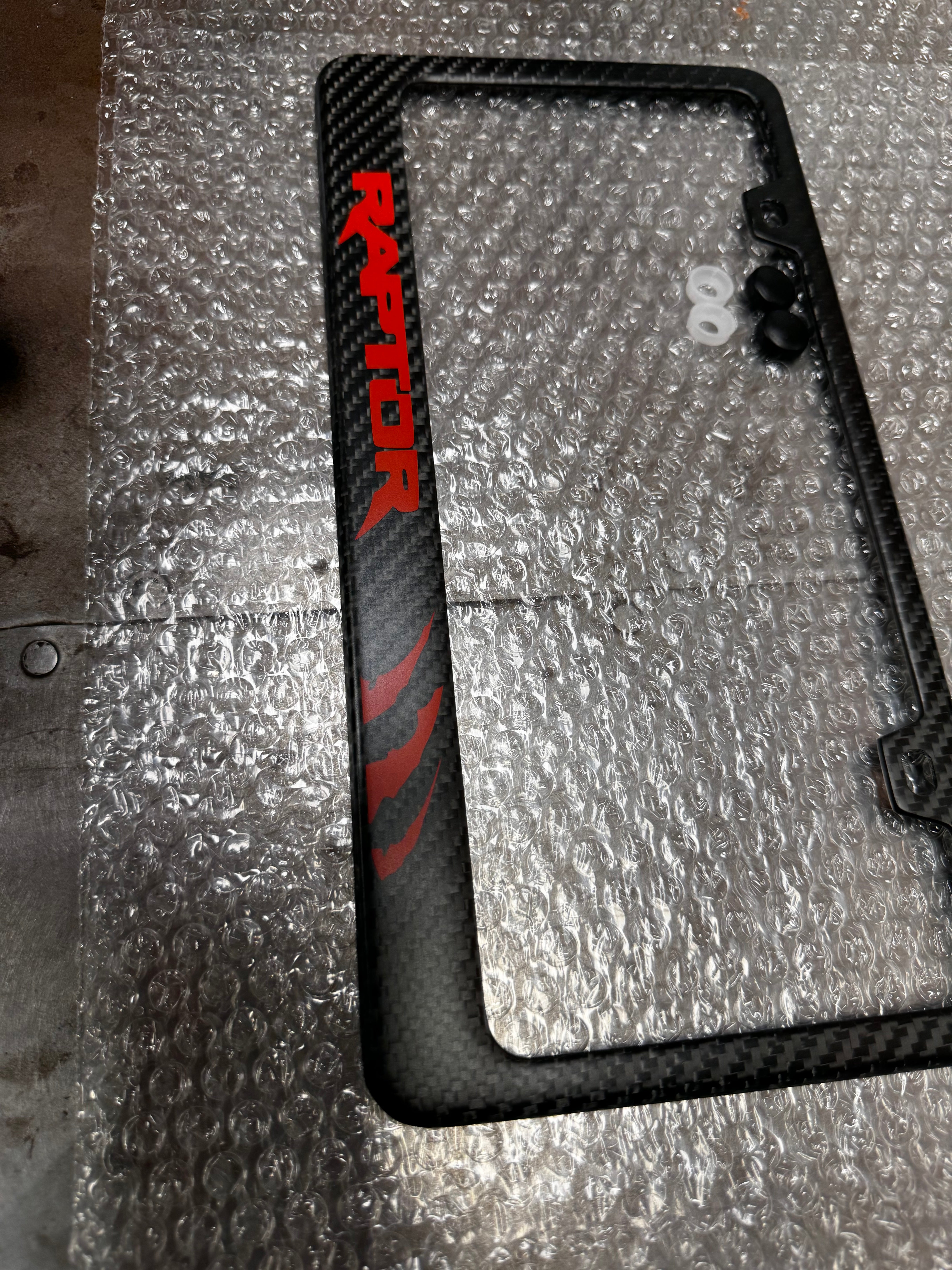 Ford Raptor carbon fiber plate frame satin finish Code Orange