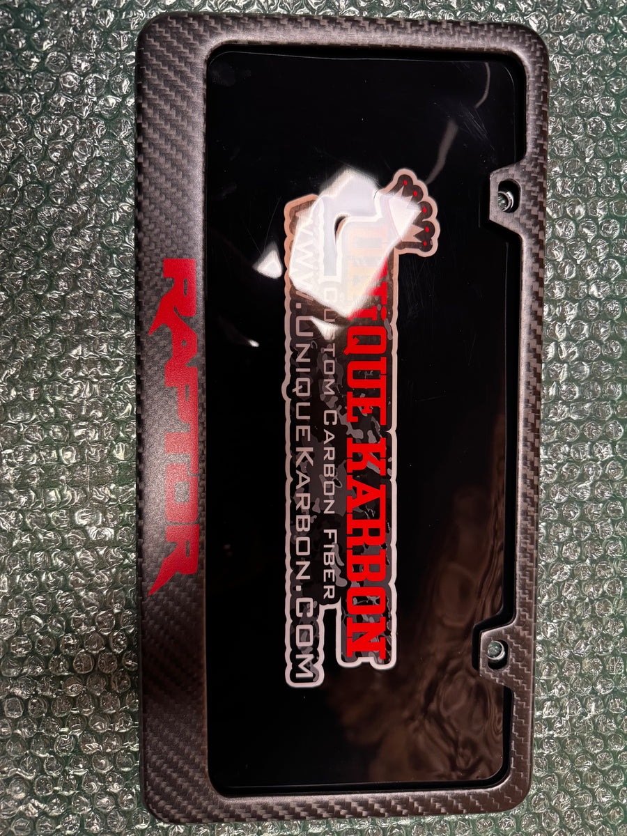 FORD F150 RAPTOR CARBON FIBER PLATE FRAME -Code Orange Logo – Unique-Karbon