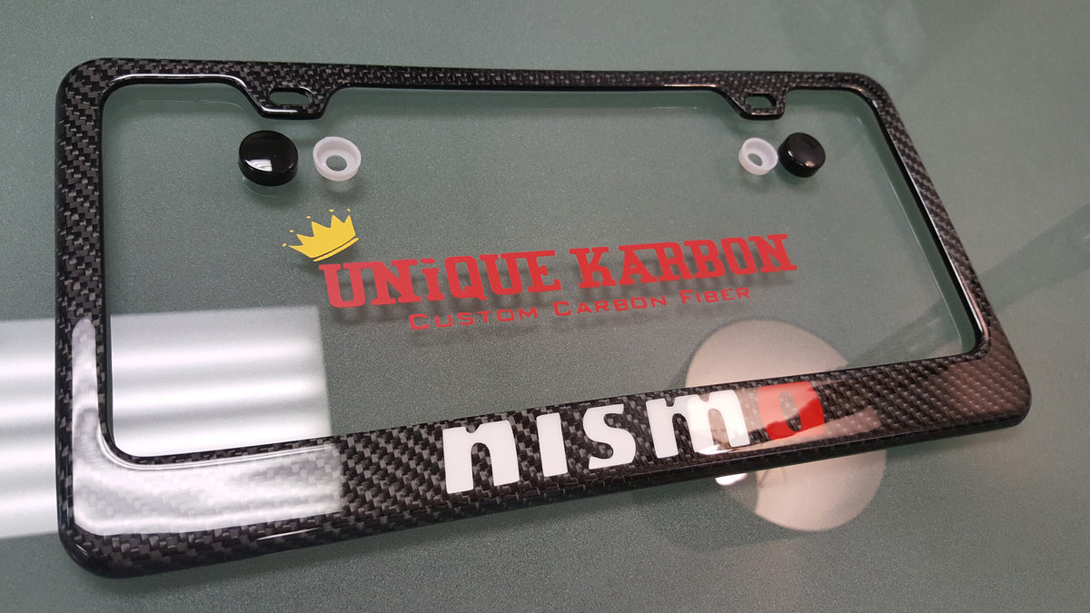 Nissan Nismo Lettering Carbon Fiber Plate Frame WHITE/RED – Unique-Karbon