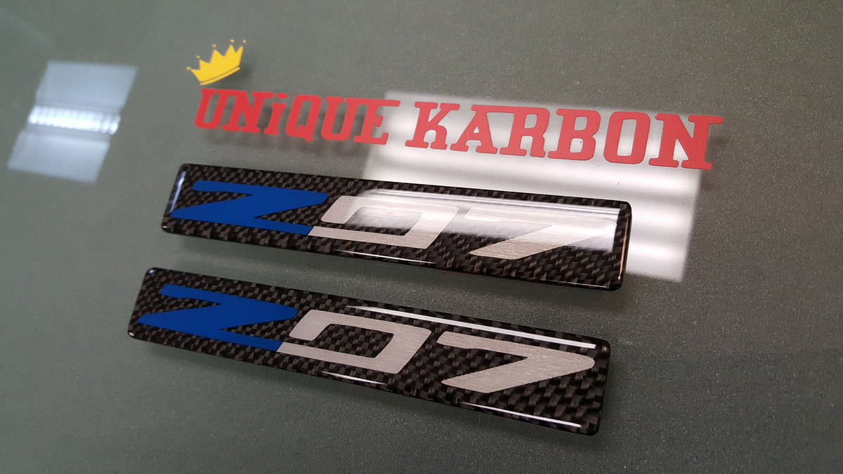 CORVETTE Z07 CARBON FIBER BADGE SET -BLUE/BRUSHED ALUMINUM – Unique-Karbon