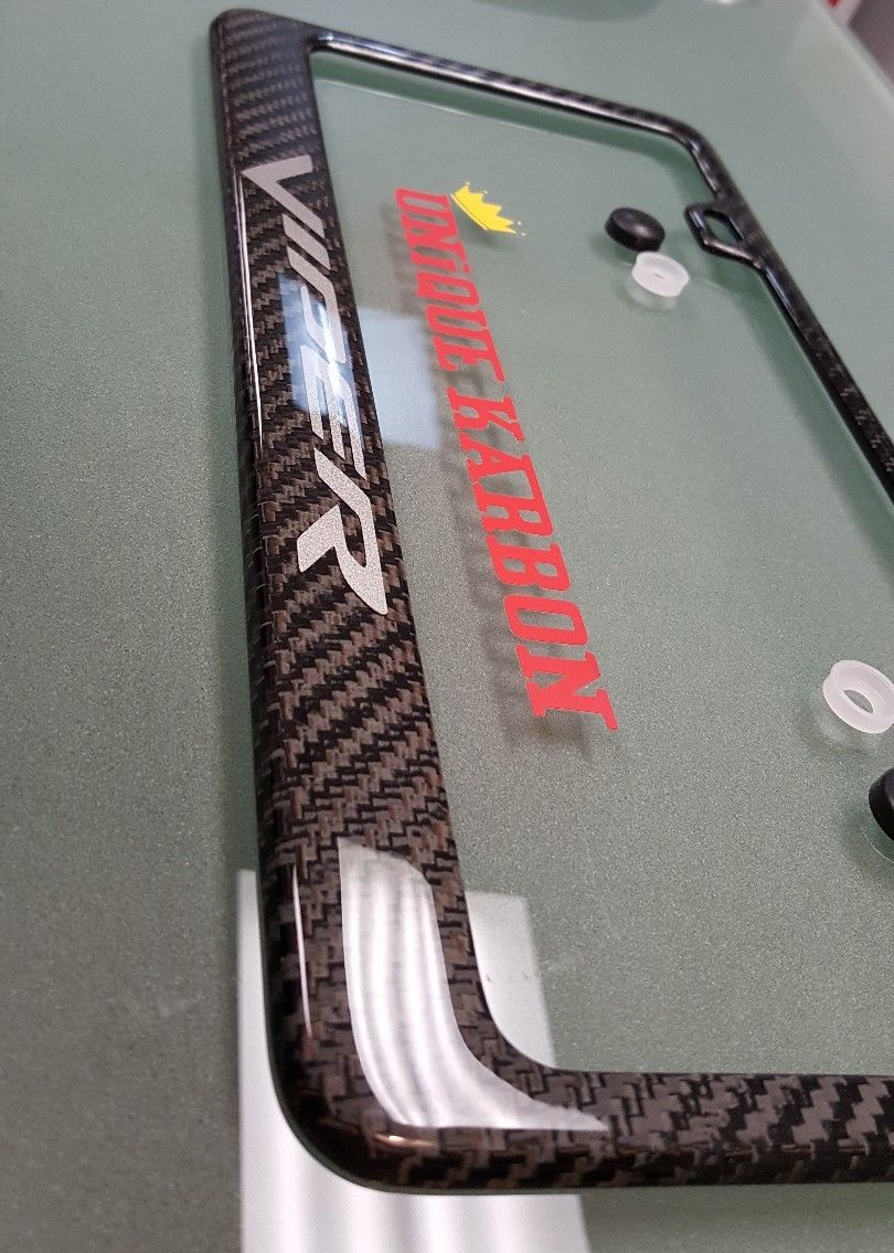 Carbon Fiber Dodge Viper plate frame STEEL LOGO – Unique-Karbon